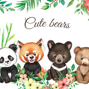 Cute Bear Cubs Watercolor Clipart. Forest Baby Animals PNG. - Etsy
