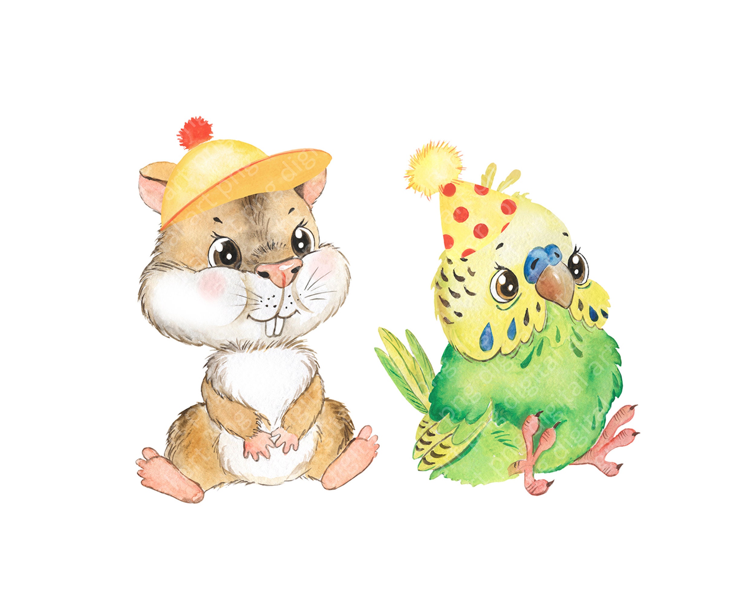 Pets Watercolor Clipart. Cute Baby Animals Clipart. - Etsy