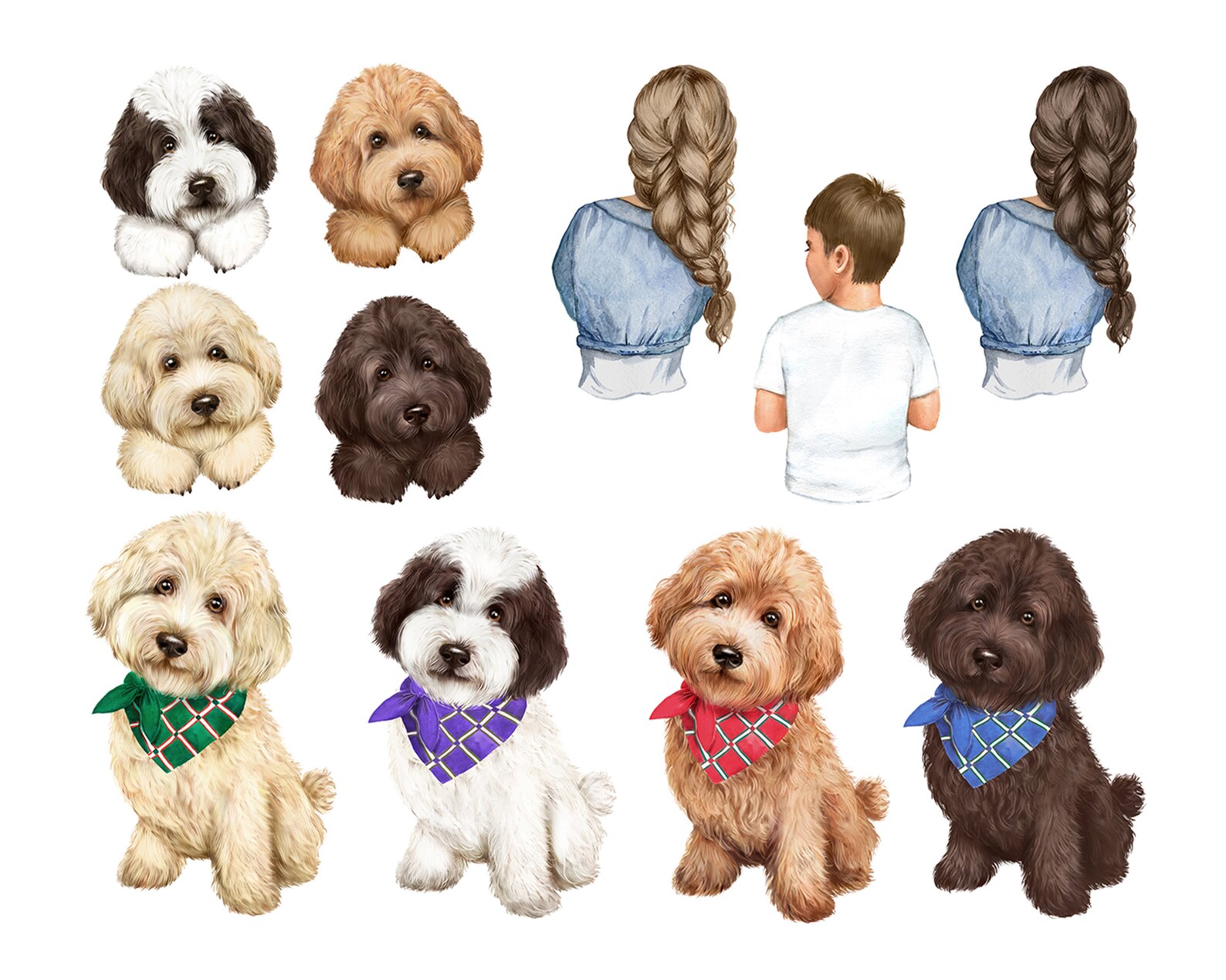 Watercolor Clipart With Dogs Goldendoodles Labradoodles. Dog - Etsy