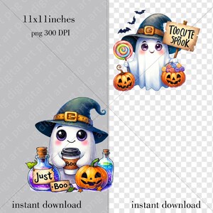 Halloween Clipart, Spooky Cute Print, Watercolor Halloween Clipart ...