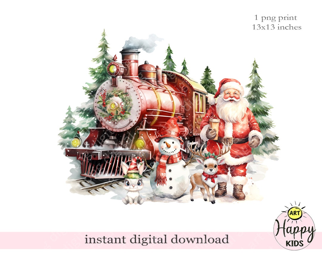Red Christmas Train PNG: Holiday Sublimation Design (digital Download ...