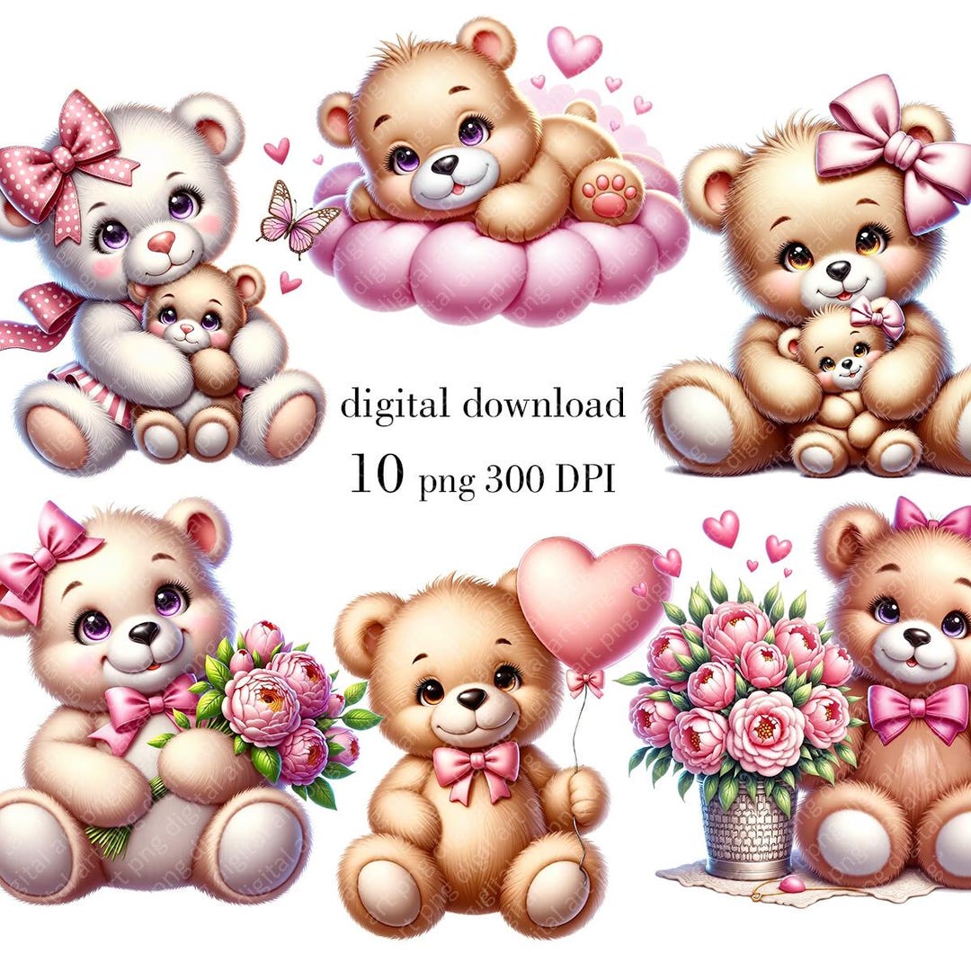 Cute Teddy Bear Girl, Cute Pink Bear Clip Art, Baby Girl Bear Png, Pink ...