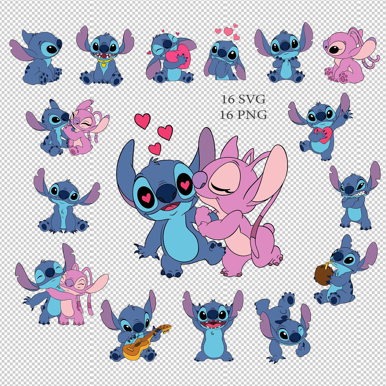 Stitch Cute SVG Clipart, PNG Files for Download for Commercial Use for ...