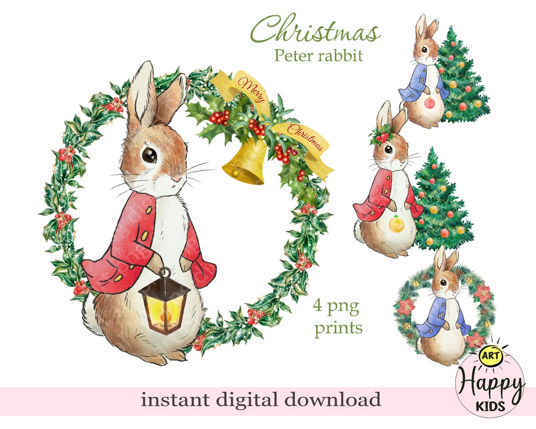 Peter Rabbit Christmas PNG, Peter Rabbit Sublimation Design, Peter ...