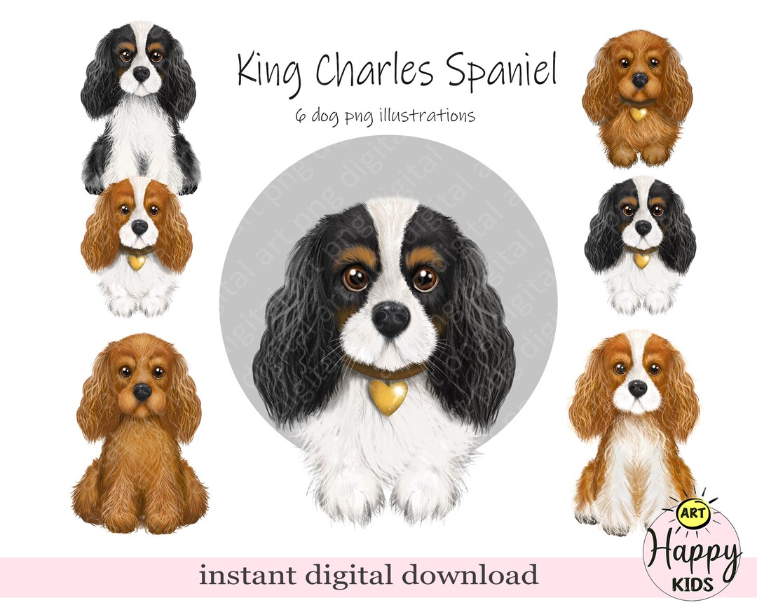 King Charles Spaniel Clipart Png. Gift for Dog Lovers PNG. Spaniels of ...