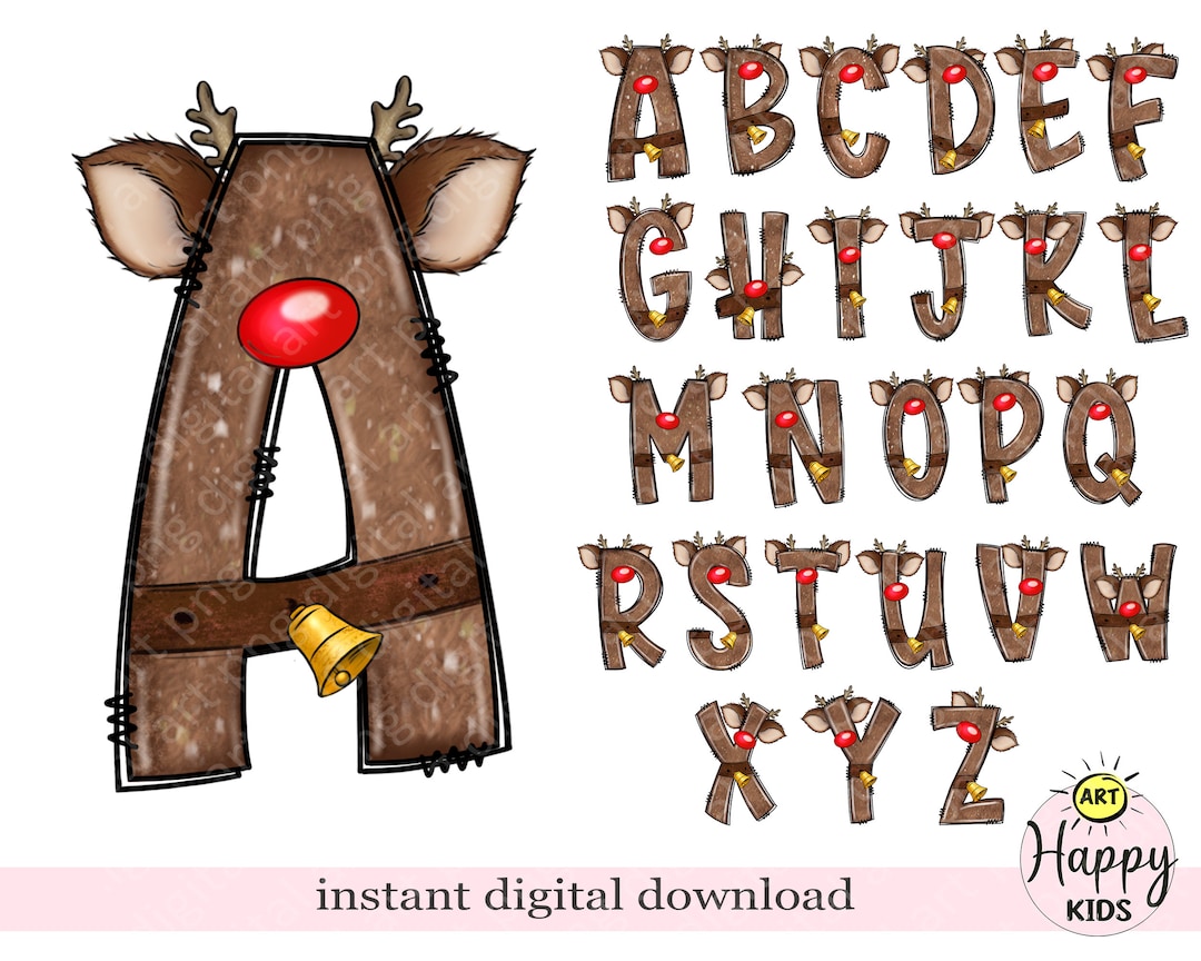 Christmas Deer Horn Alphabet PNG: Doodle Letters (digital Download) - Etsy