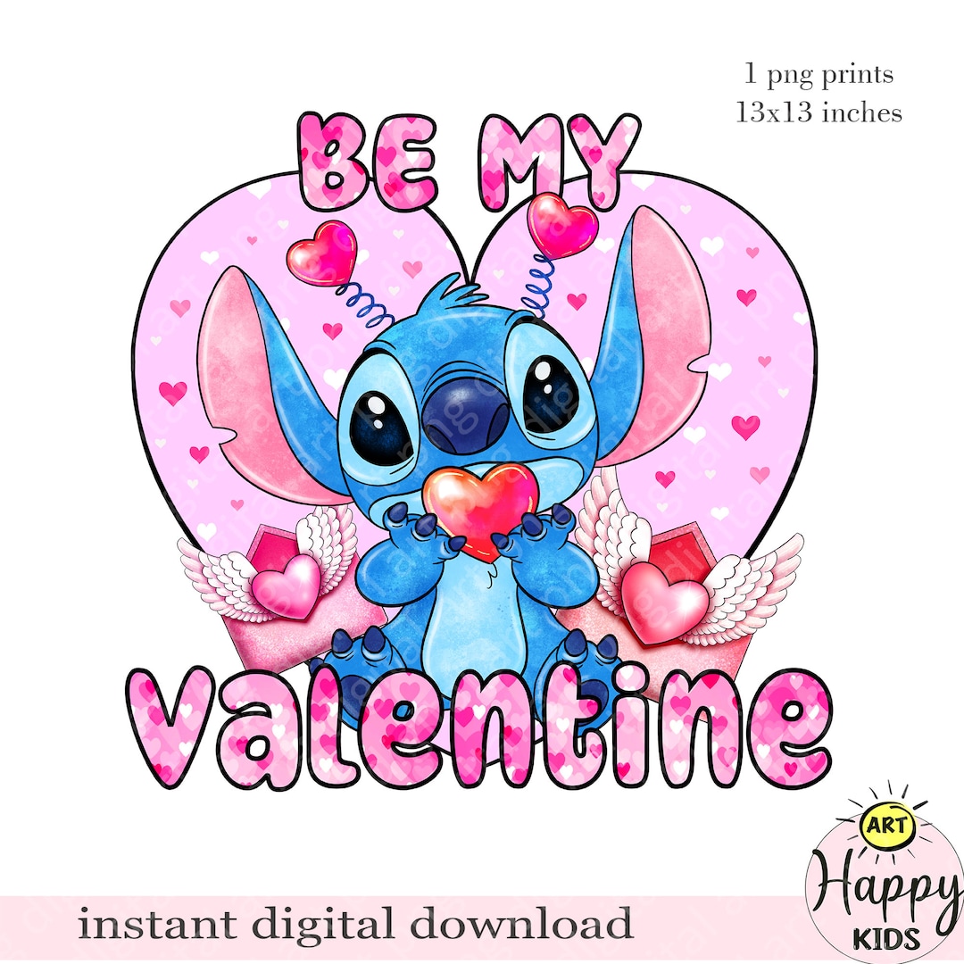 Stich Love Png, Happy Valentine's Day Stitch Png, Pink Print ...