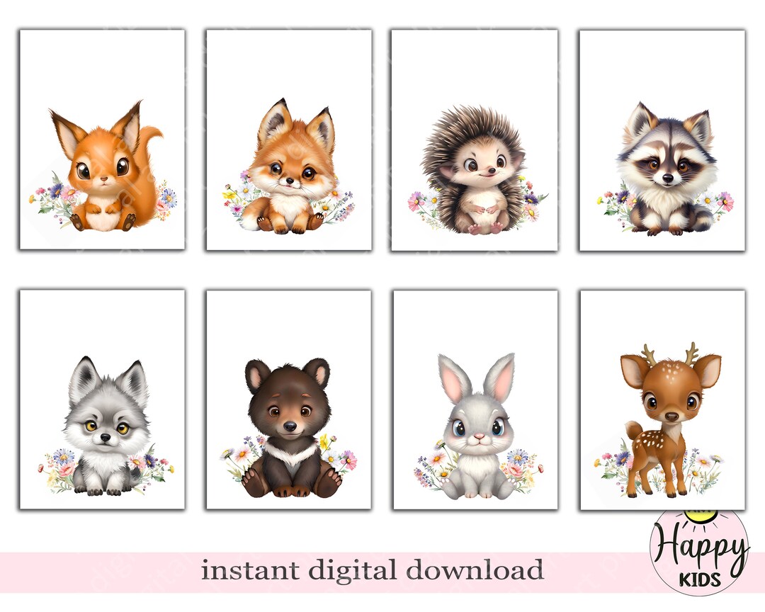 Forest Baby Animals Jpg, Nursery Design, Nursery Wall Art, Forest ...