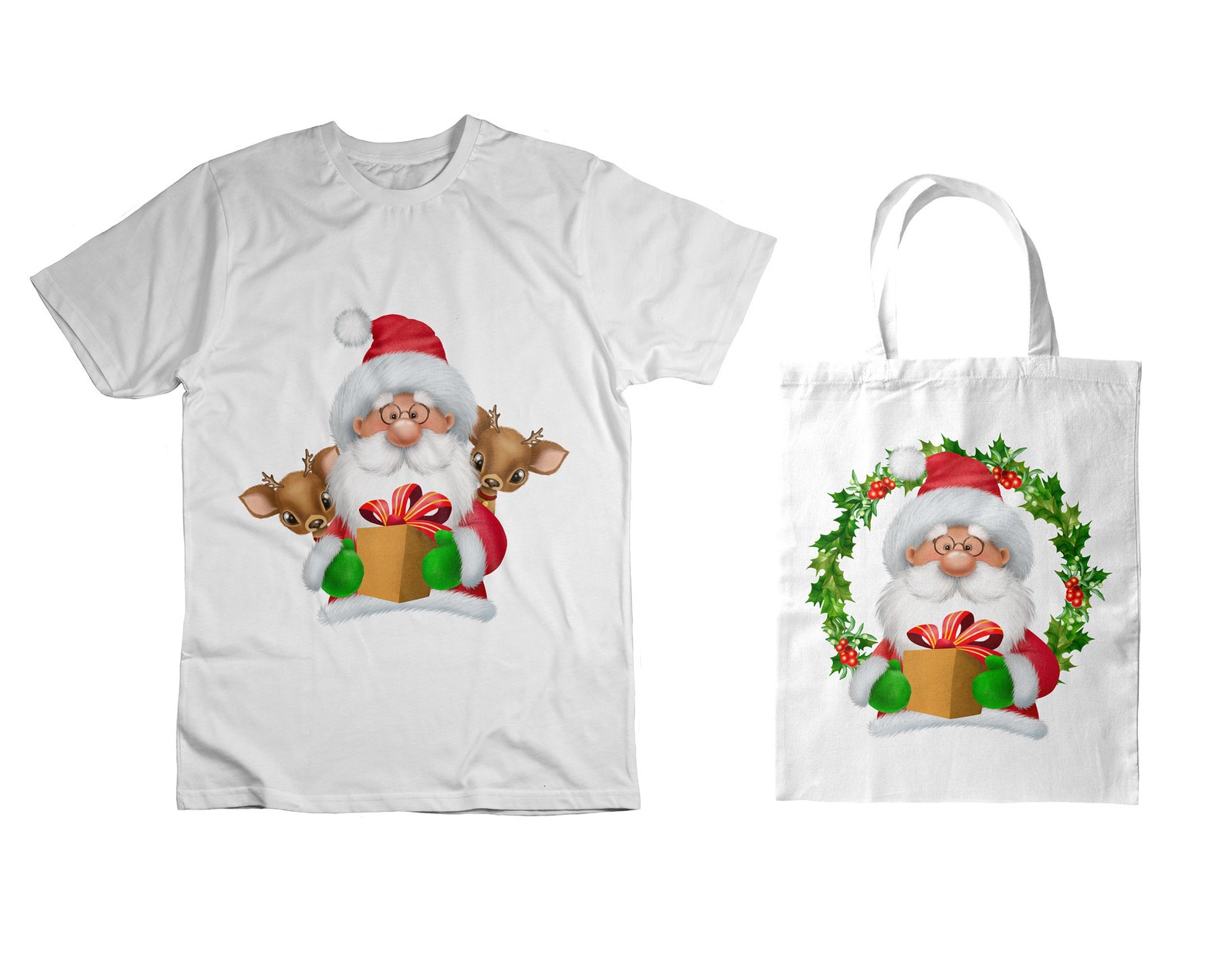 Santa Claus Png Design Santa With Reindeer Cute Santa in Red - Etsy