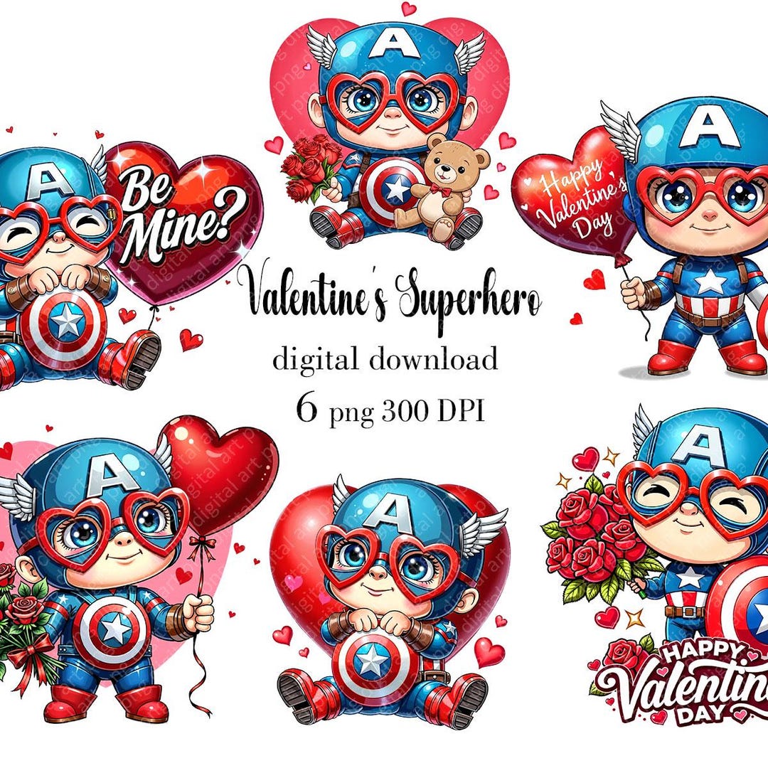 Valentine Superhero Png, Superhero Valentine's Day Print Png, Cute ...