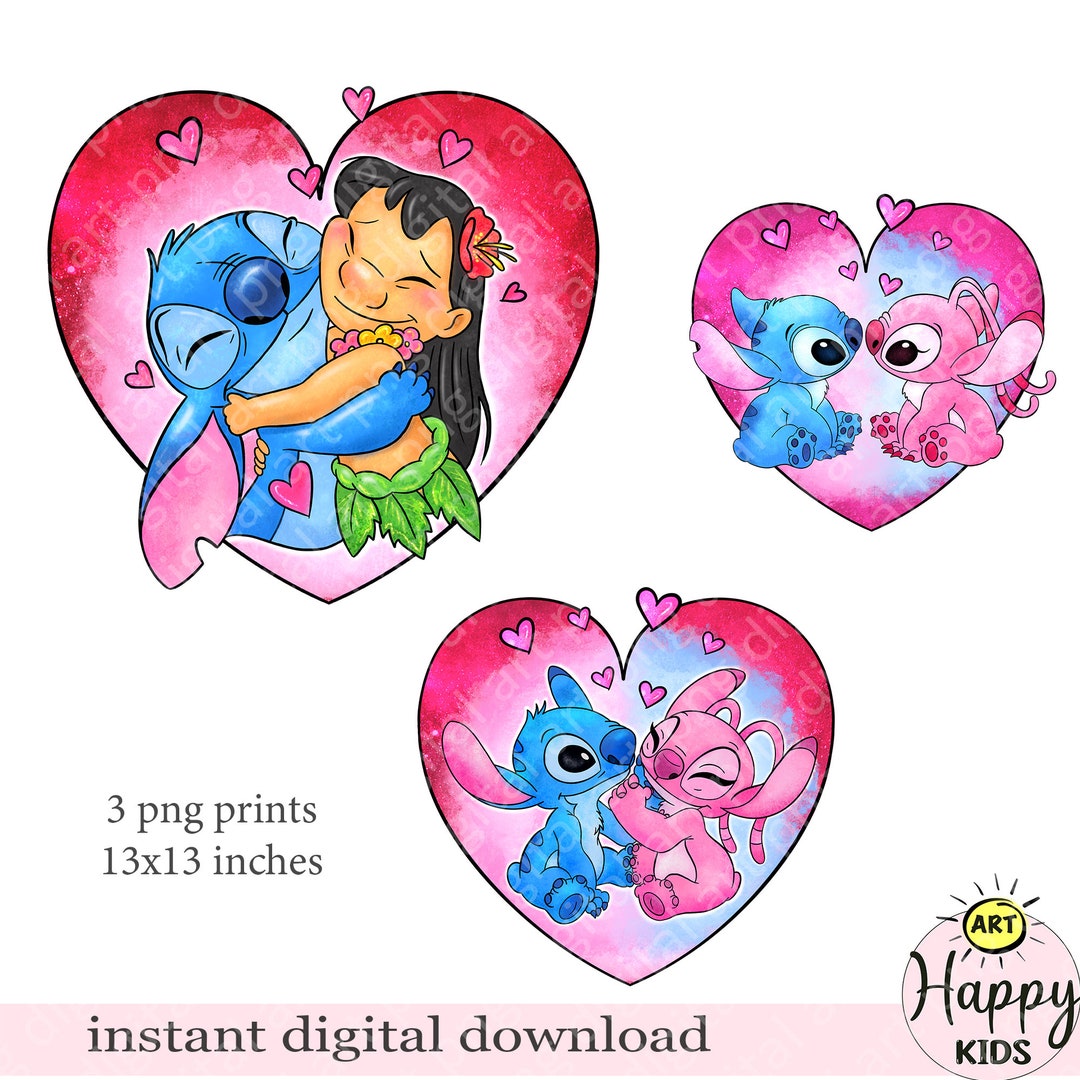 Set of Stitch Cute Png Sublimation Design Download, Stich Love Png ...