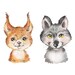 Forest Animals Watercolor Clipart, Bear, Fox, Wolf, Squirrel, Raccoon ...