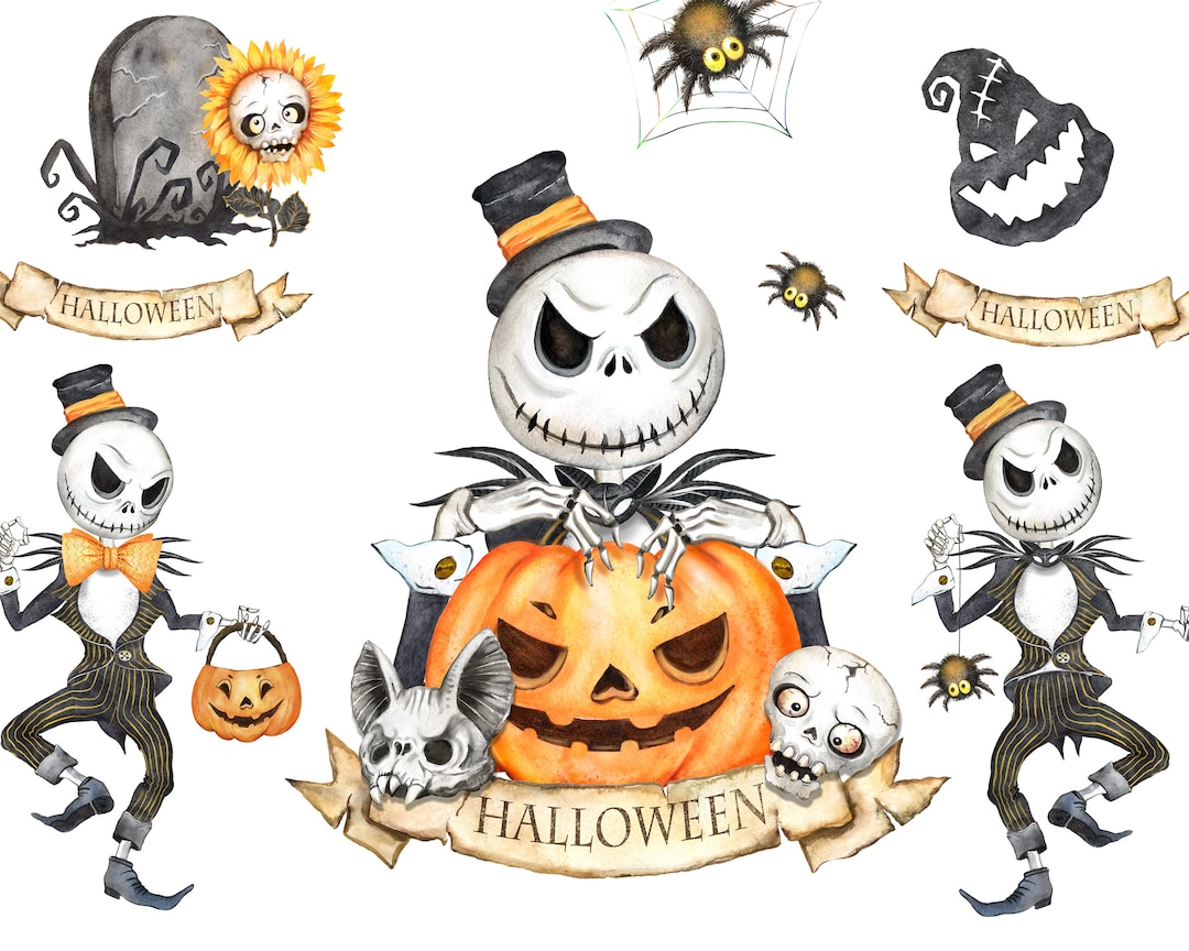 Happy Halloween Watercolor Clipart, Horror Characters, Halloween Decor ...