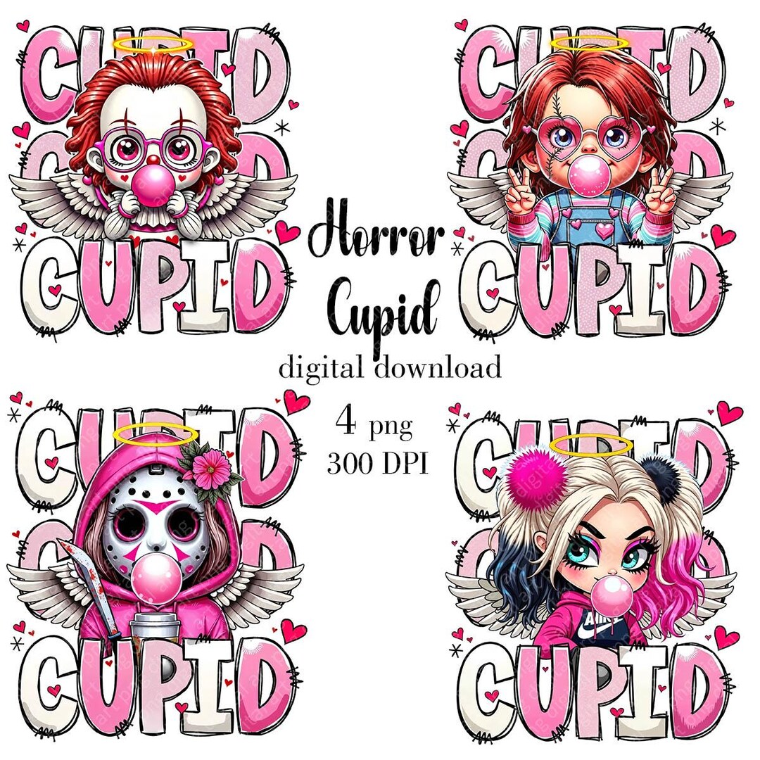 Pink Horror Character Png, Valentine Horror Cupid Png, Valentine Pink ...