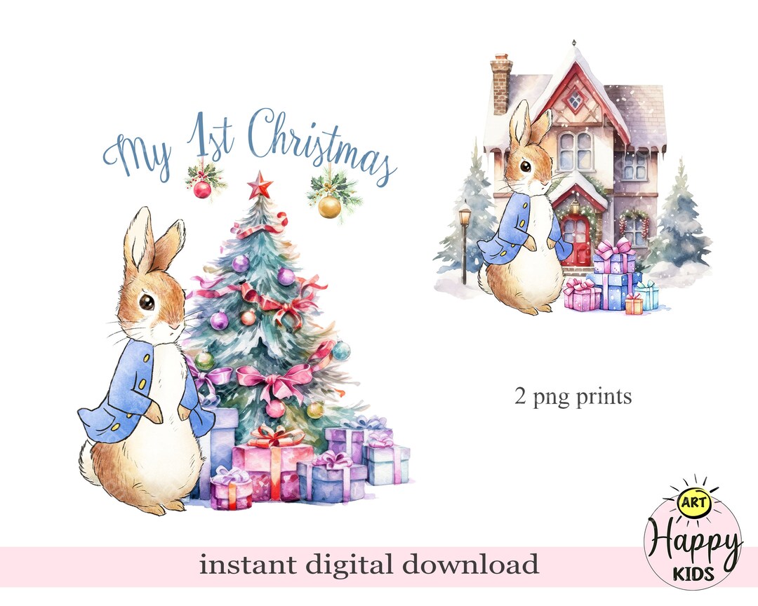 Peter Rabbit PNG, Christmas Bunny Sublimation Design, My First ...