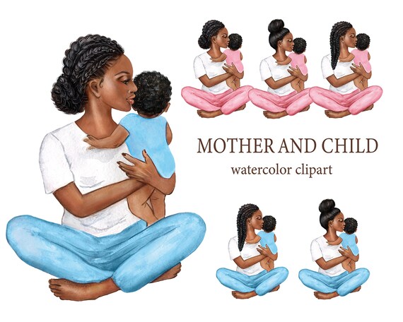 Mother and Baby Clipart Mother Day Watercolor Digital - Etsy