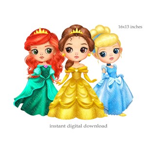 Princess PNG Clipart, Print Cinderella Aurora Ariel Jasmine Belle Snow ...