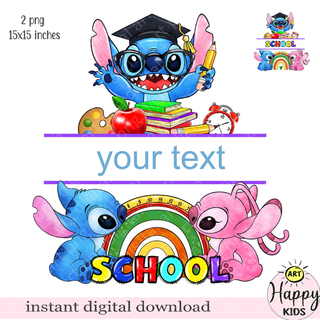 Stitch School Cute PNG Print, School Stitch Sublimation Design Download ...