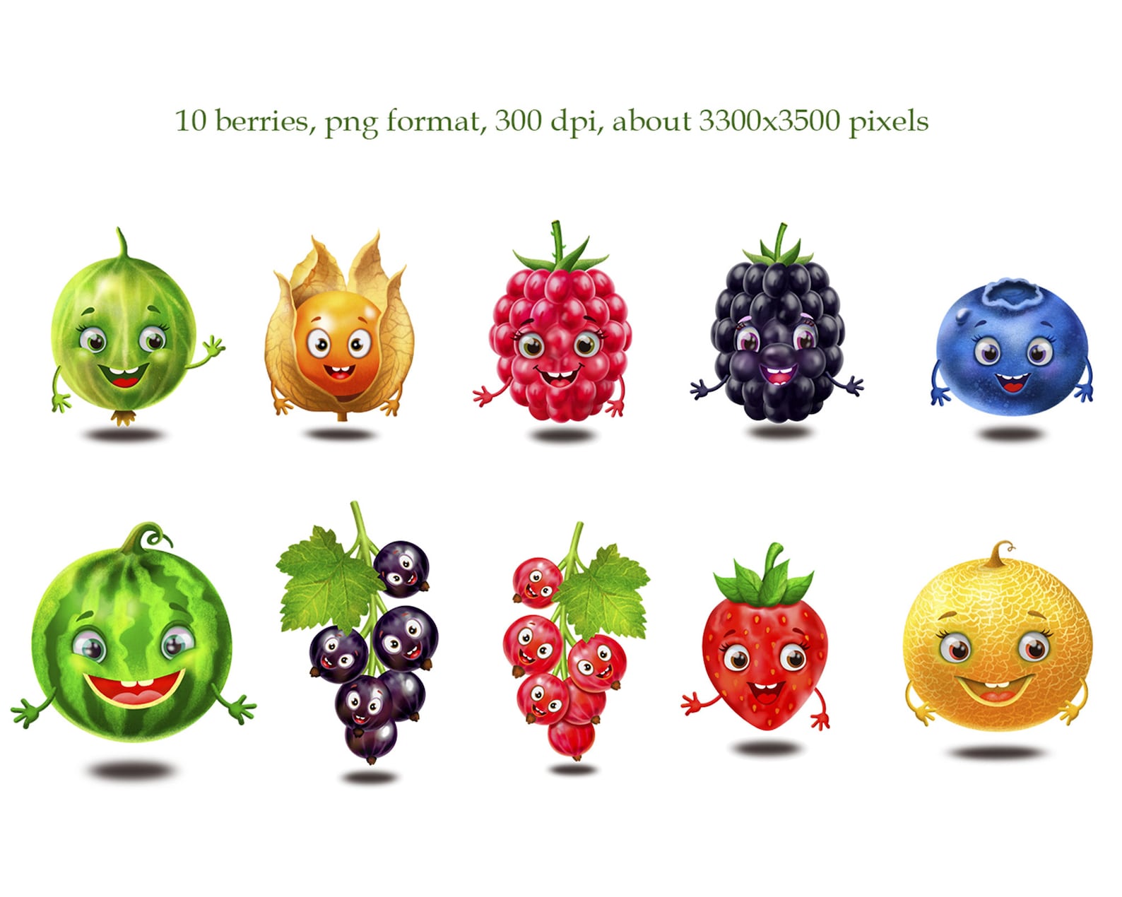Funny Berries Clipart. Cartoon Berries Baby Cute Print. - Etsy