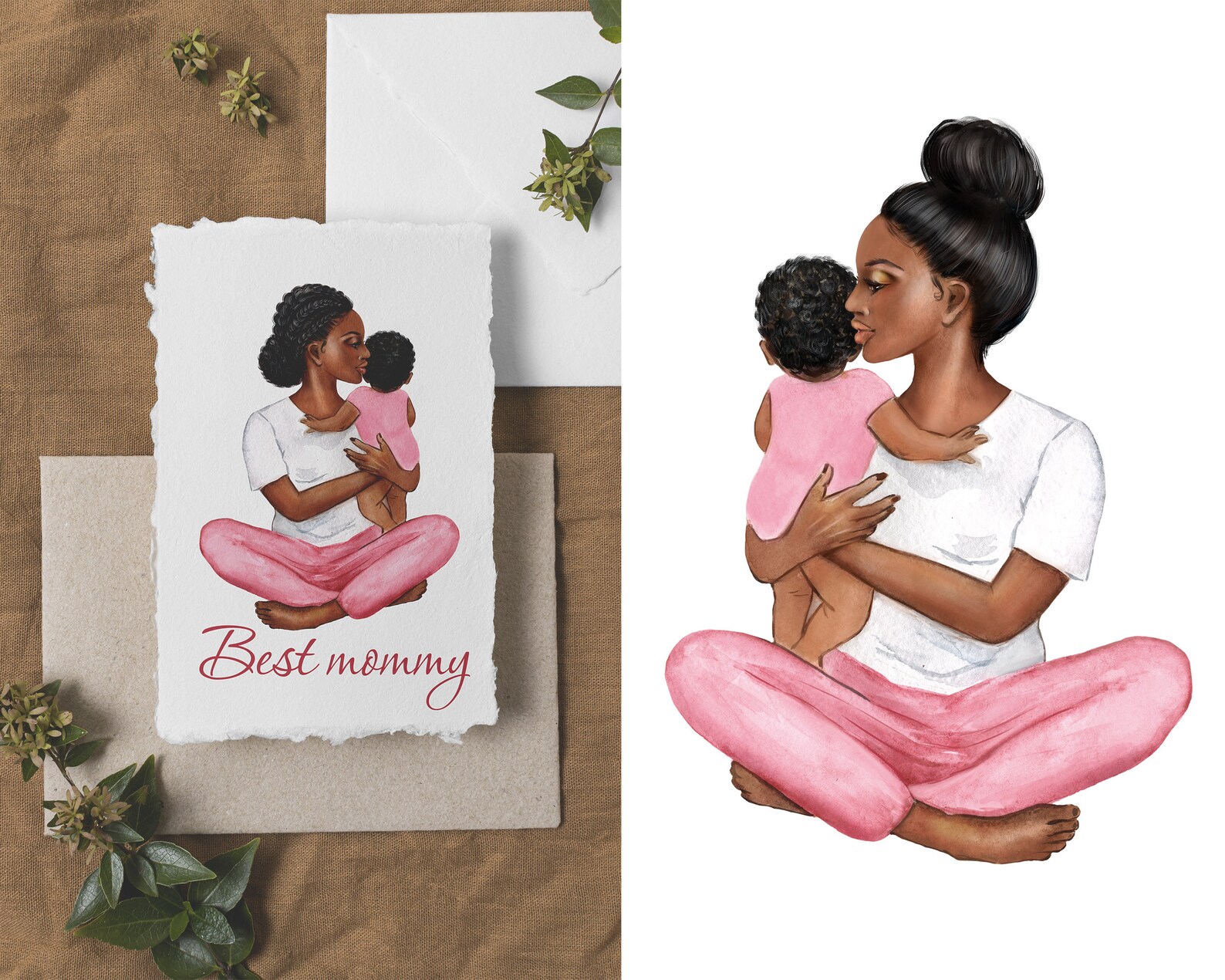 Mother and Baby Clipart Mother Day Watercolor Digital - Etsy