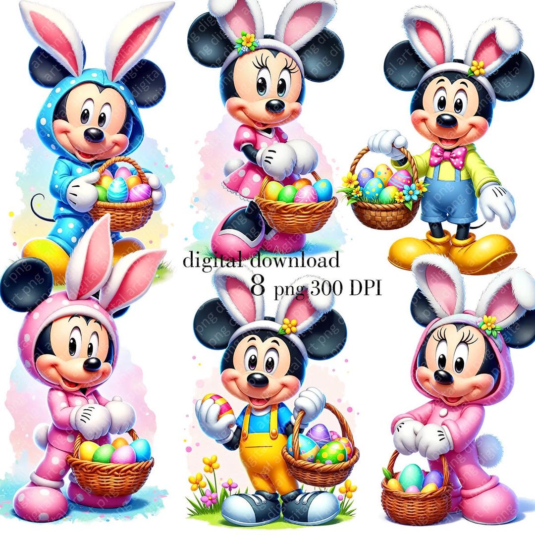 Mickey Mouse Easter Clipart: DIY Card Making (digital Download) - Etsy
