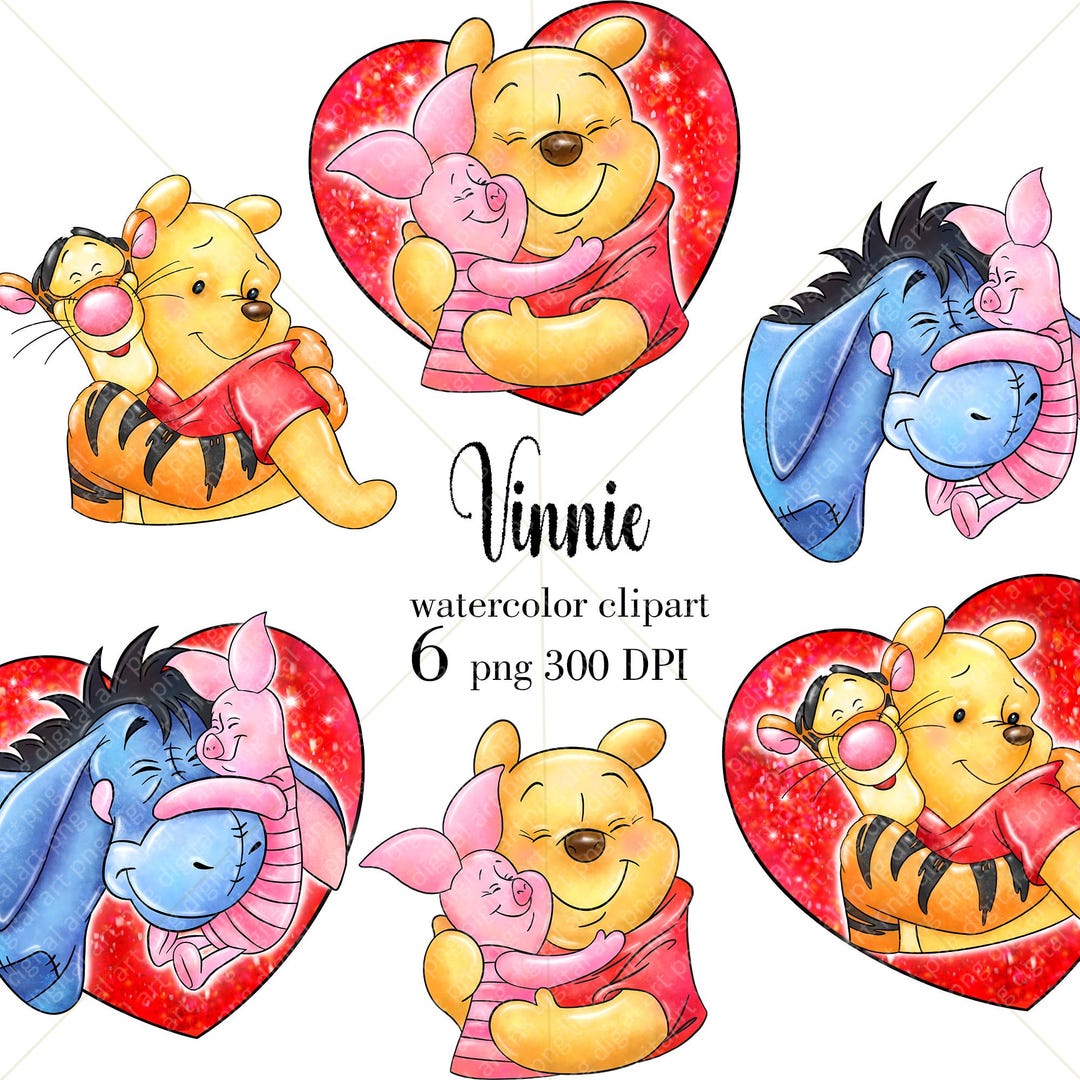 Vinnie Bear Watercolor Clipart: Cartoon Bear PNG (digital Print) - Etsy