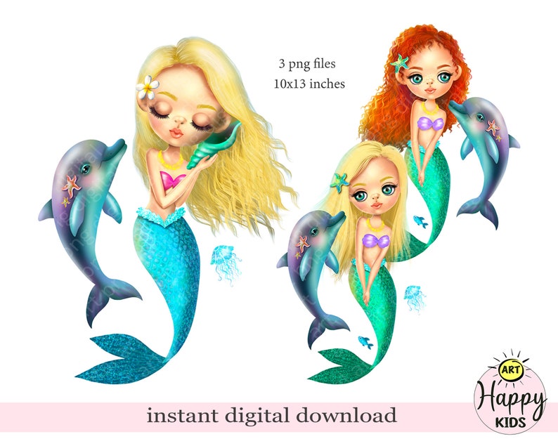 Little Mermaids Png Print Mermaids Sublimation Png Print - Etsy