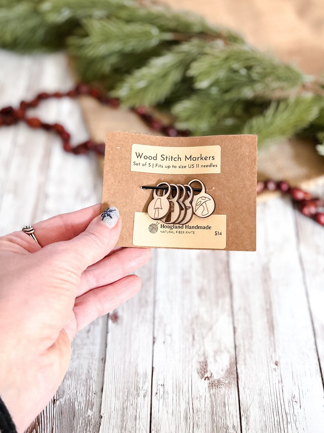 Mushroom Stitch Marker, Wood Stitch Markers, Stitch Marker Set, Gift ...