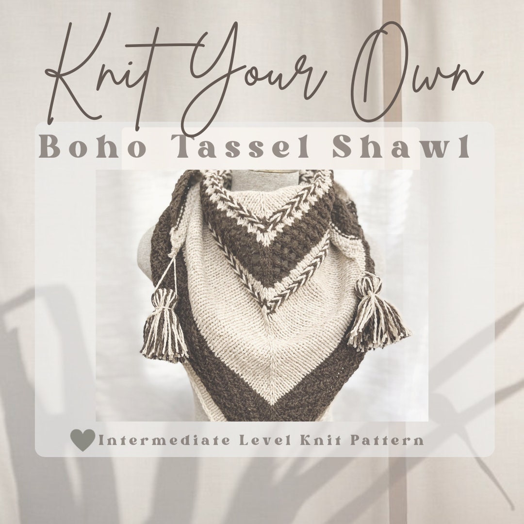 Boho Knitting Pattern, Shawl Knitting Pattern, Intermediate Knitting ...