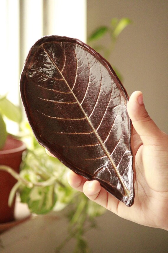 Ceramic Leaf Plate Handmade Clay Leaf Bowl Rustic Design - Etsy