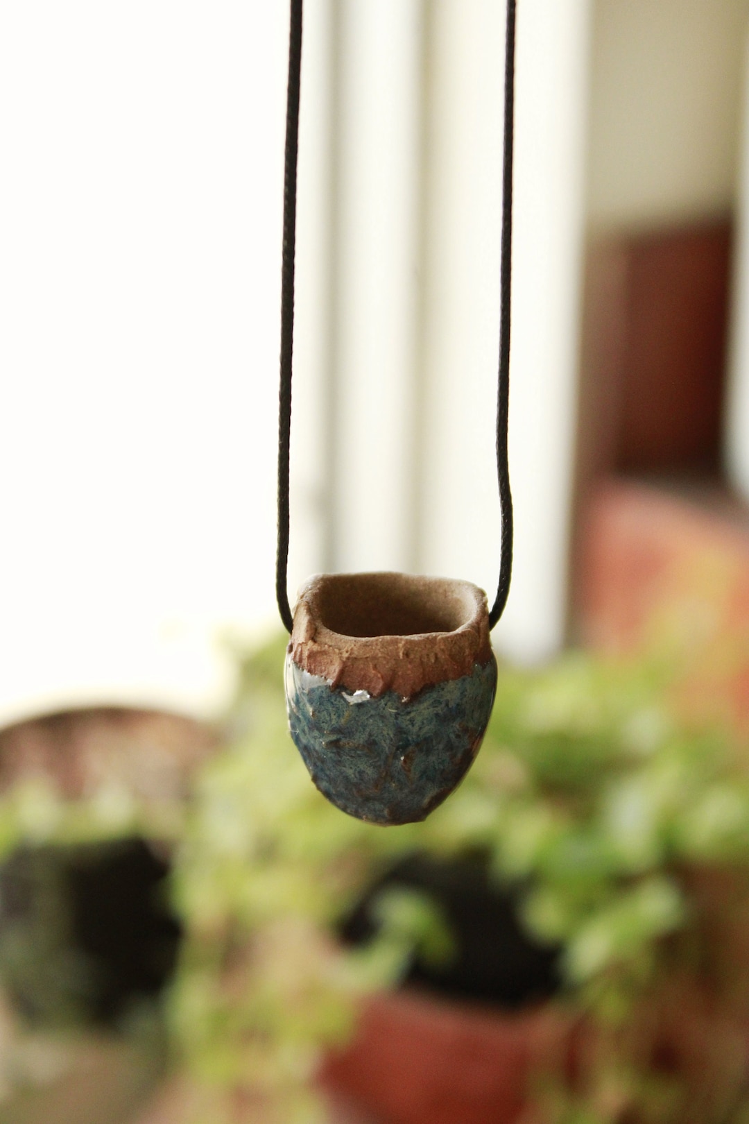 Miniature Ceramic Planters Tiny Planter Necklaces Blue Ceramic Planters ...