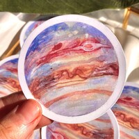 Jupiter Vinyl Sticker | Blue Pink Stripe Planet Watercolor Pastel ...