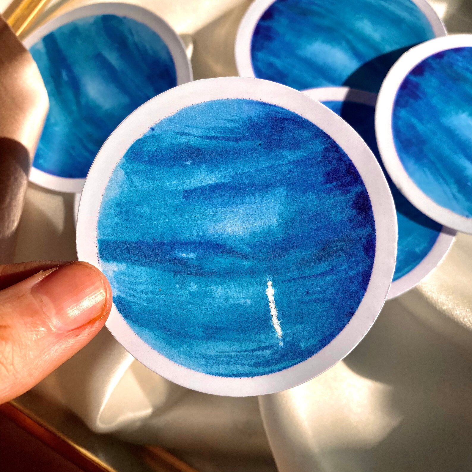 Neptune Vinyl Sticker | Blue Dark Ocean Watercolor Planet Circle ...