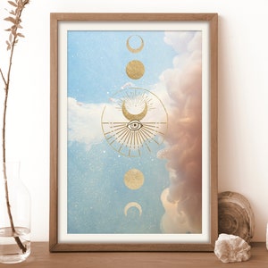 Celestial Moon Phases Art Print | Modern Mysticism Wall Decor - Etsy