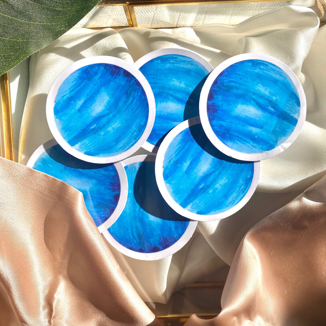Neptune Vinyl Sticker | Blue Dark Ocean Watercolor Planet Circle ...