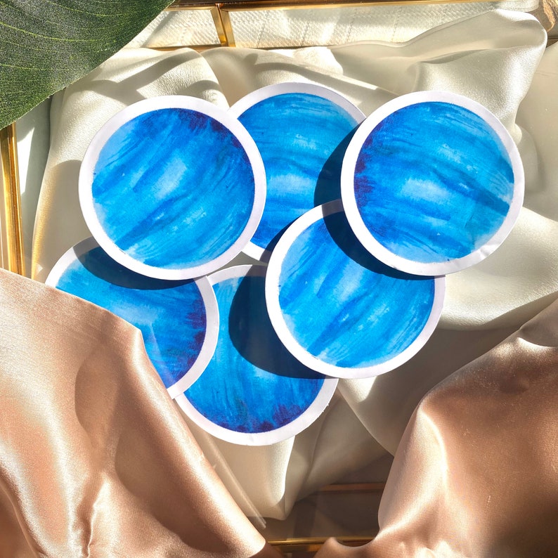 Neptune Vinyl Sticker | Blue Dark Ocean Watercolor Planet Circle ...
