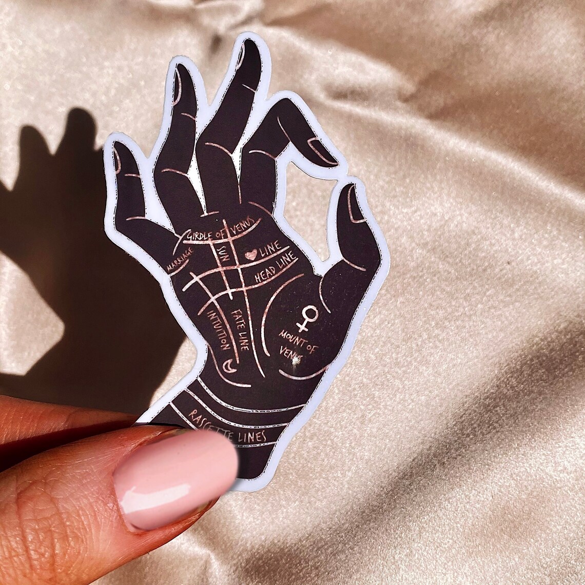 Palmistry Hand Vinyl Sticker Black Gold Witchy Stickers - Etsy