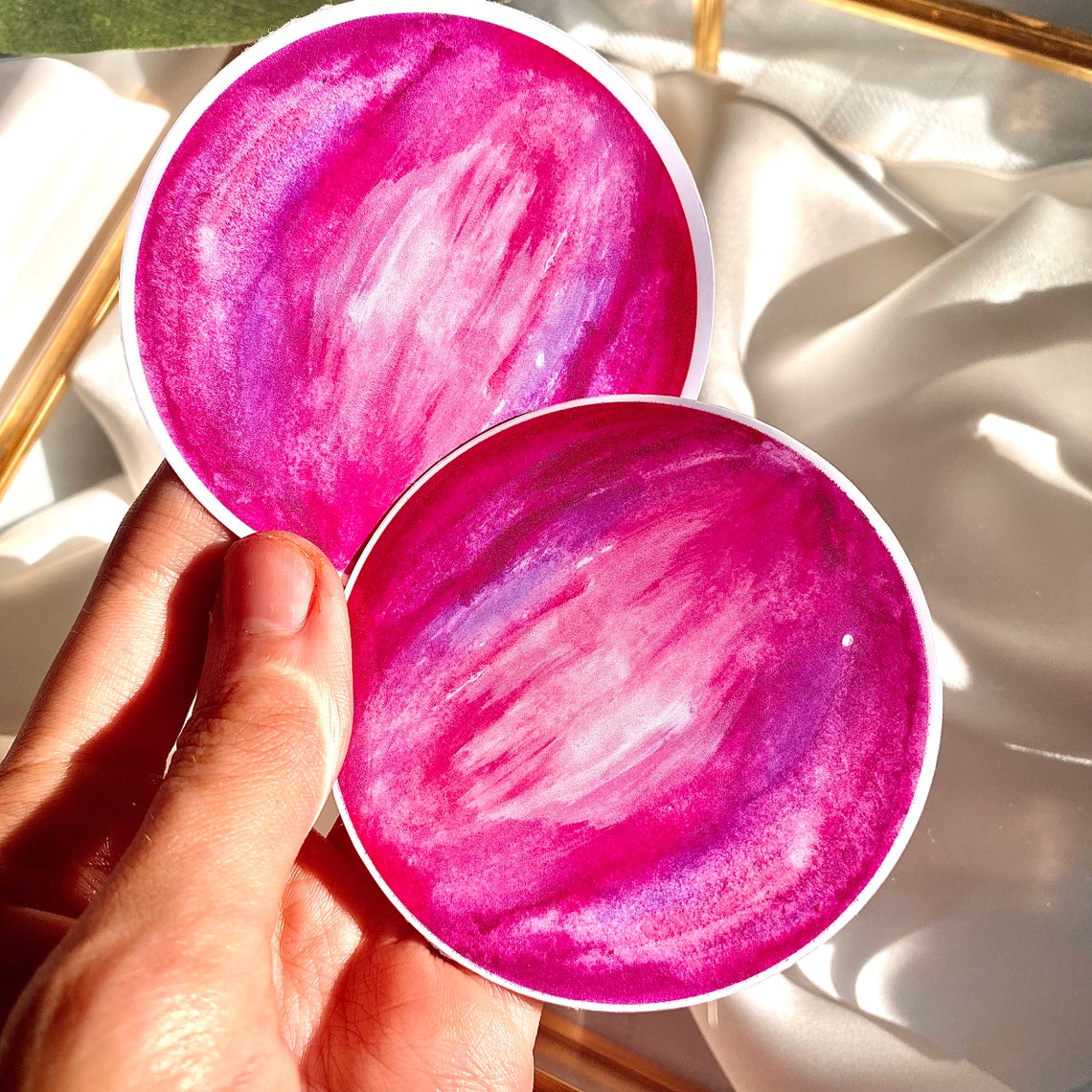 Venus Vinyl Sticker | Round Watercolor Magenta Pink Planet Circle ...