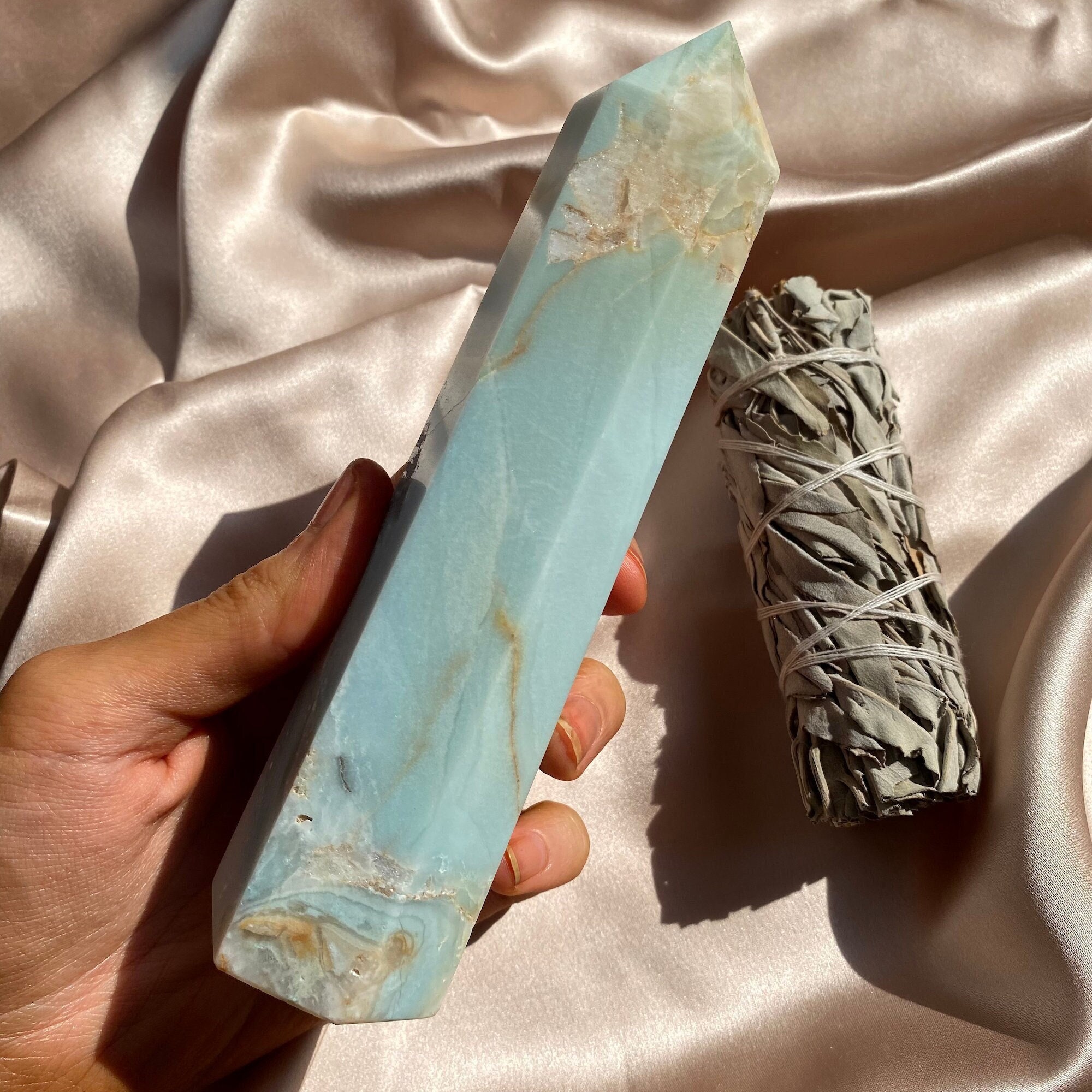 Caribbean Calcite Crystal Tower Large Blue Green Crystal | Etsy