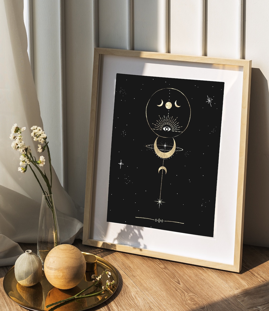 Lunar Eclipse Art Print | Clouds Celestial Lunar Artwork | Geometric ...