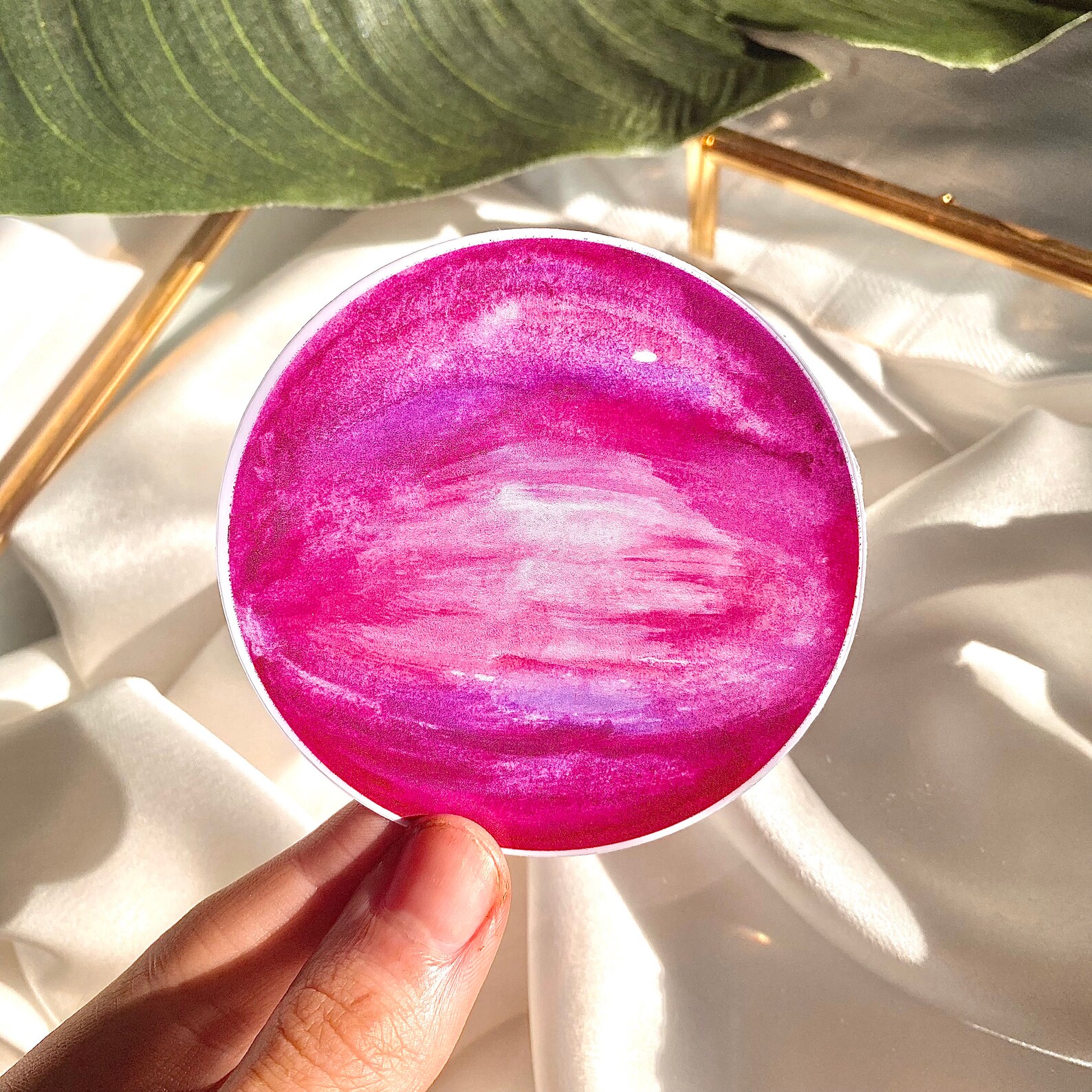 Venus Vinyl Sticker | Round Watercolor Magenta Pink Planet Circle ...