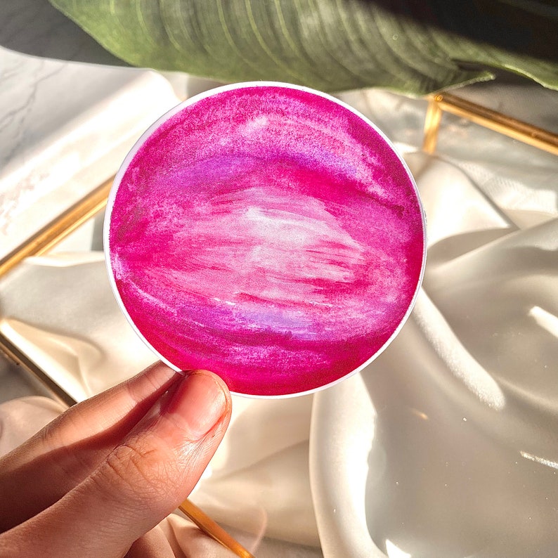 Venus Vinyl Sticker | Round Watercolor Magenta Pink Planet Circle ...