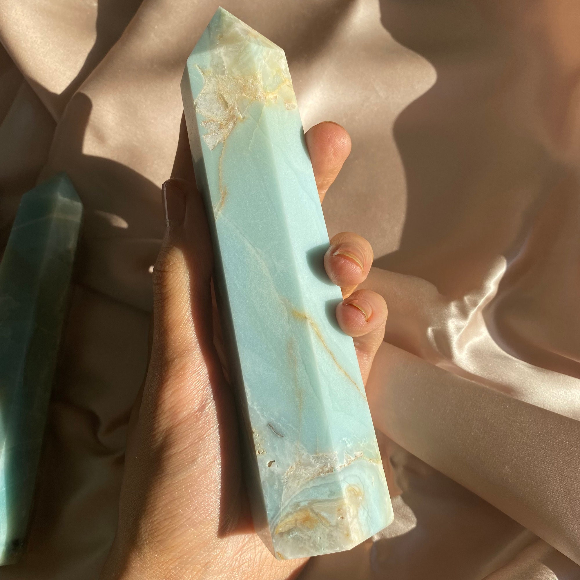 Caribbean Calcite Crystal Tower Large Blue Green Crystal | Etsy