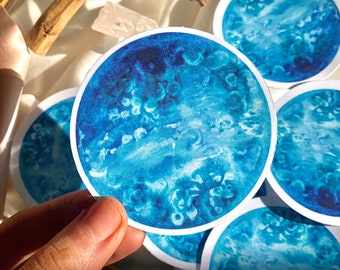 Neptune Vinyl Sticker Blue Dark Ocean Watercolor Planet | Etsy