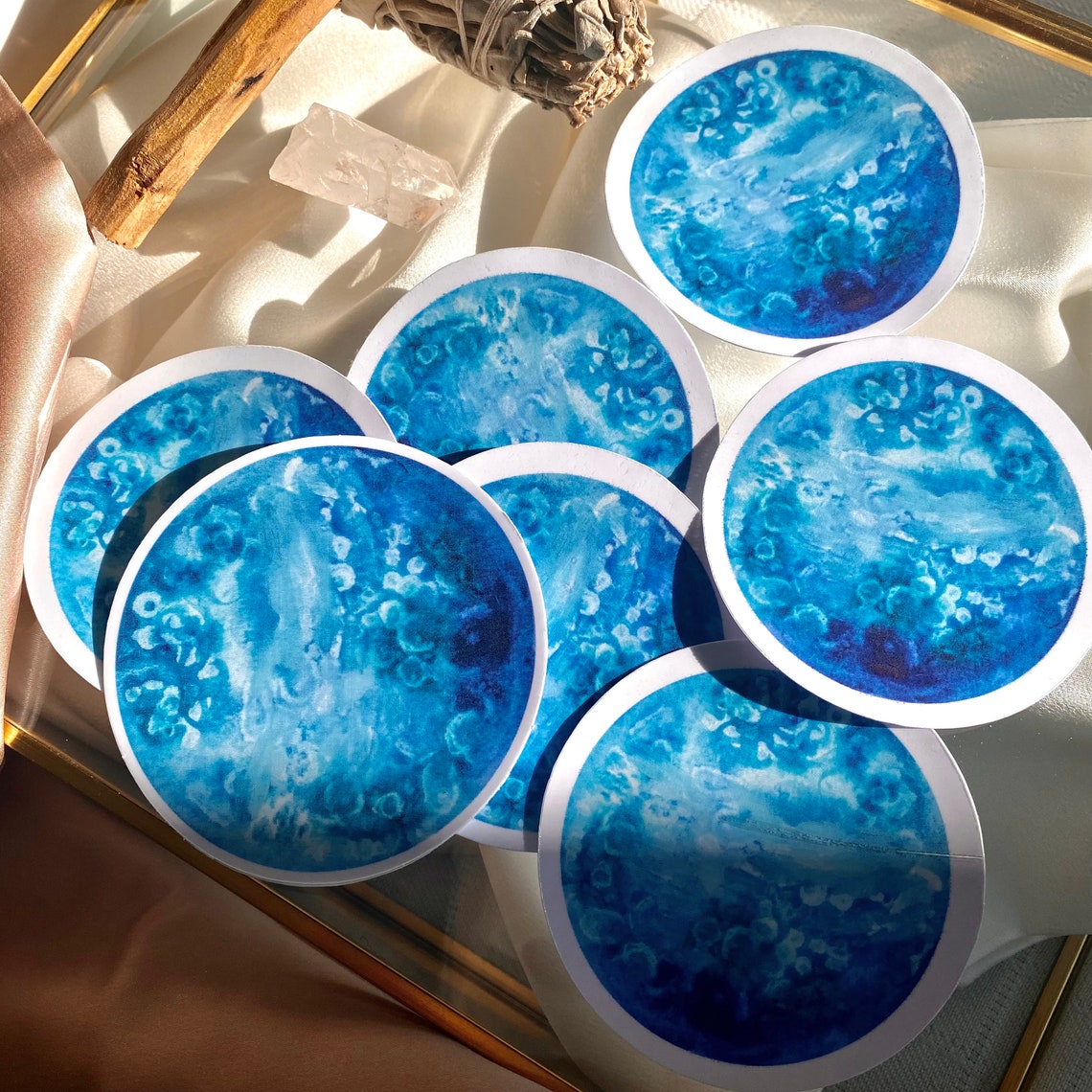 Uranus Vinyl Sticker Blue Dark Ocean Watercolor Planet - Etsy