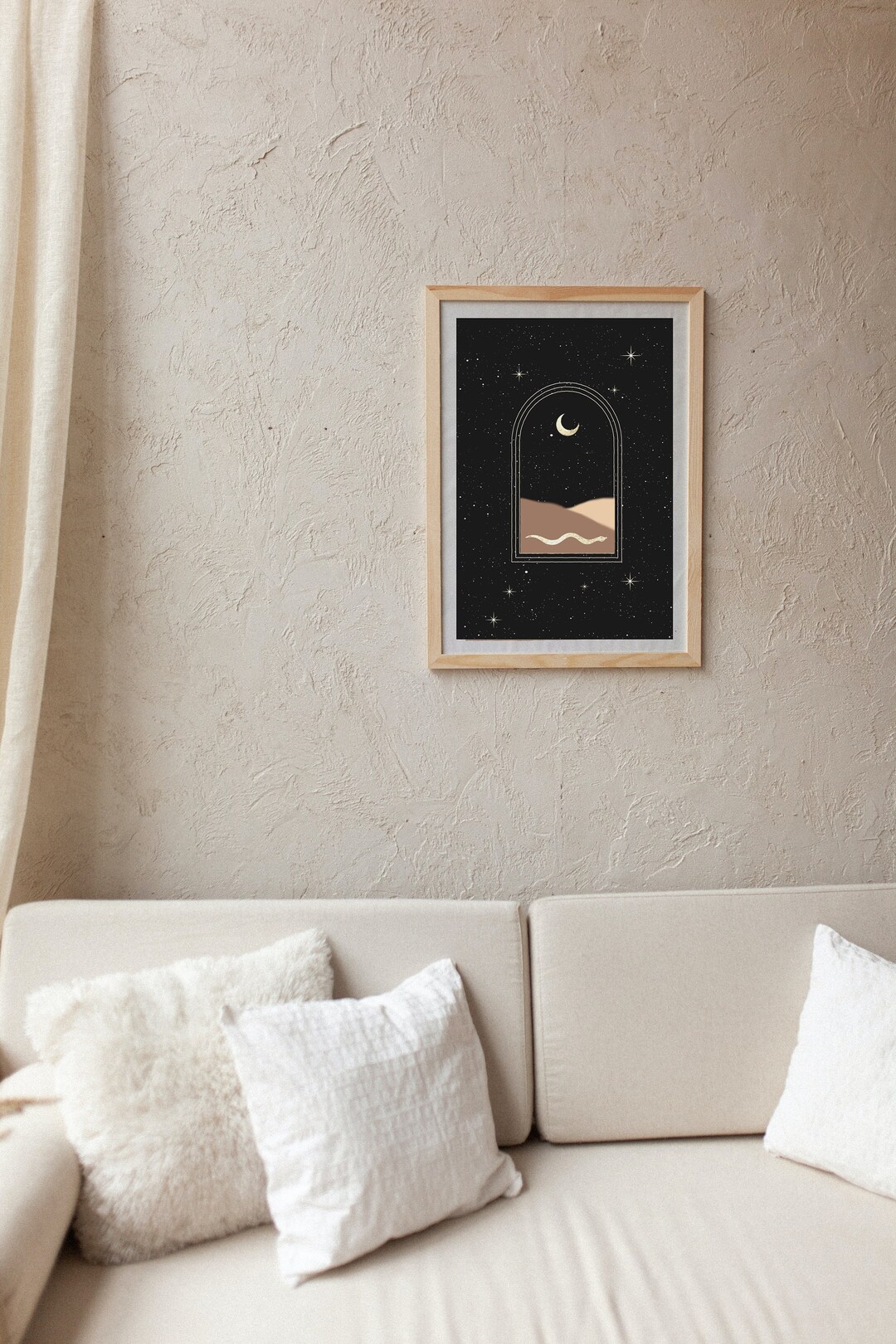 The Desert Moon Art Print | Black Gold Clouds Celestial Lunar ...