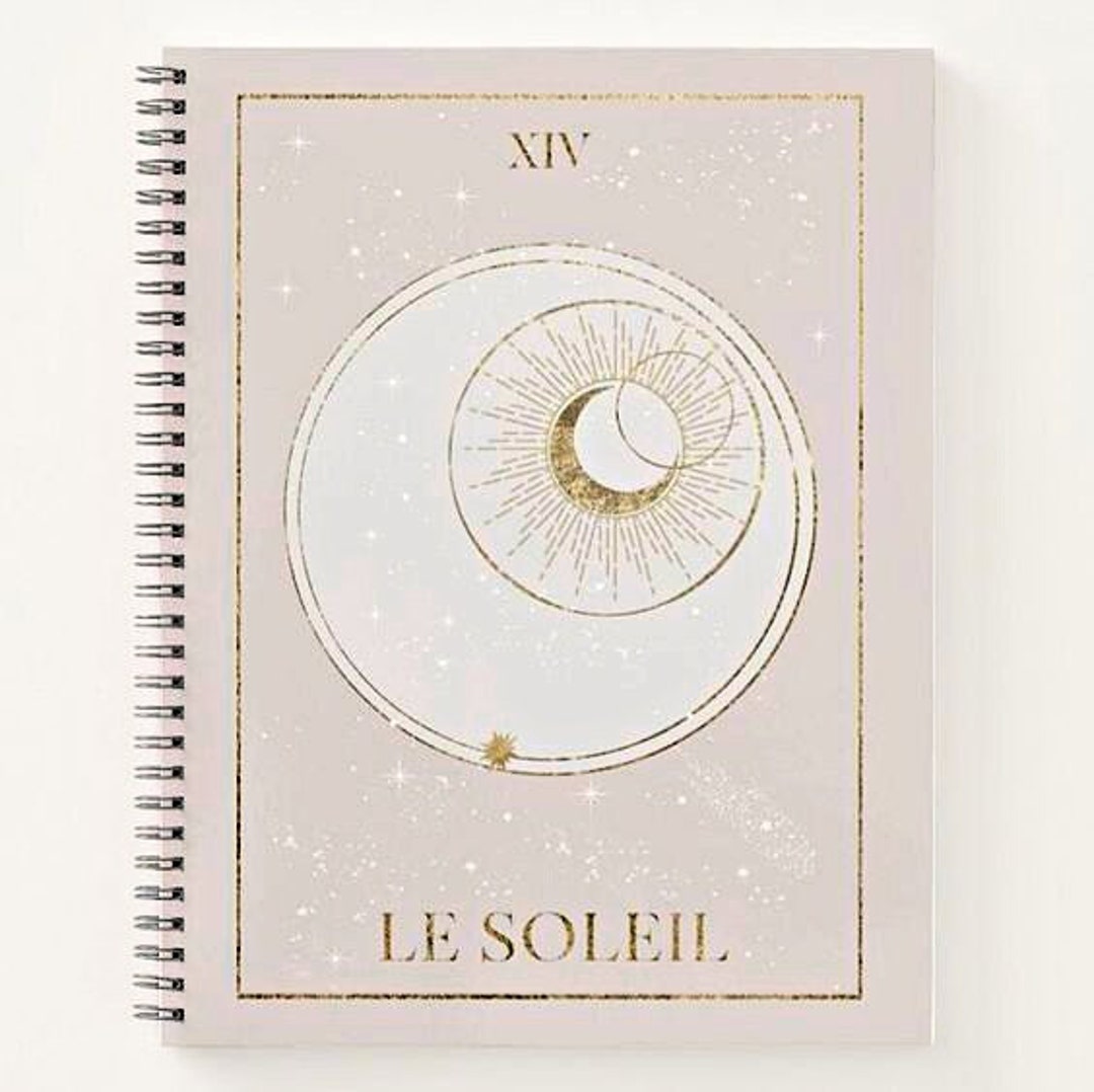 Le Soleil Spiral Notebook | Pink Cream Gold Tan Celestial Blank Lined ...