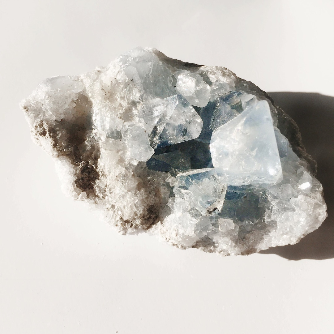 Celestite Crystal Cluster | Light Pastel Periwinkle Cactus Quartz ...