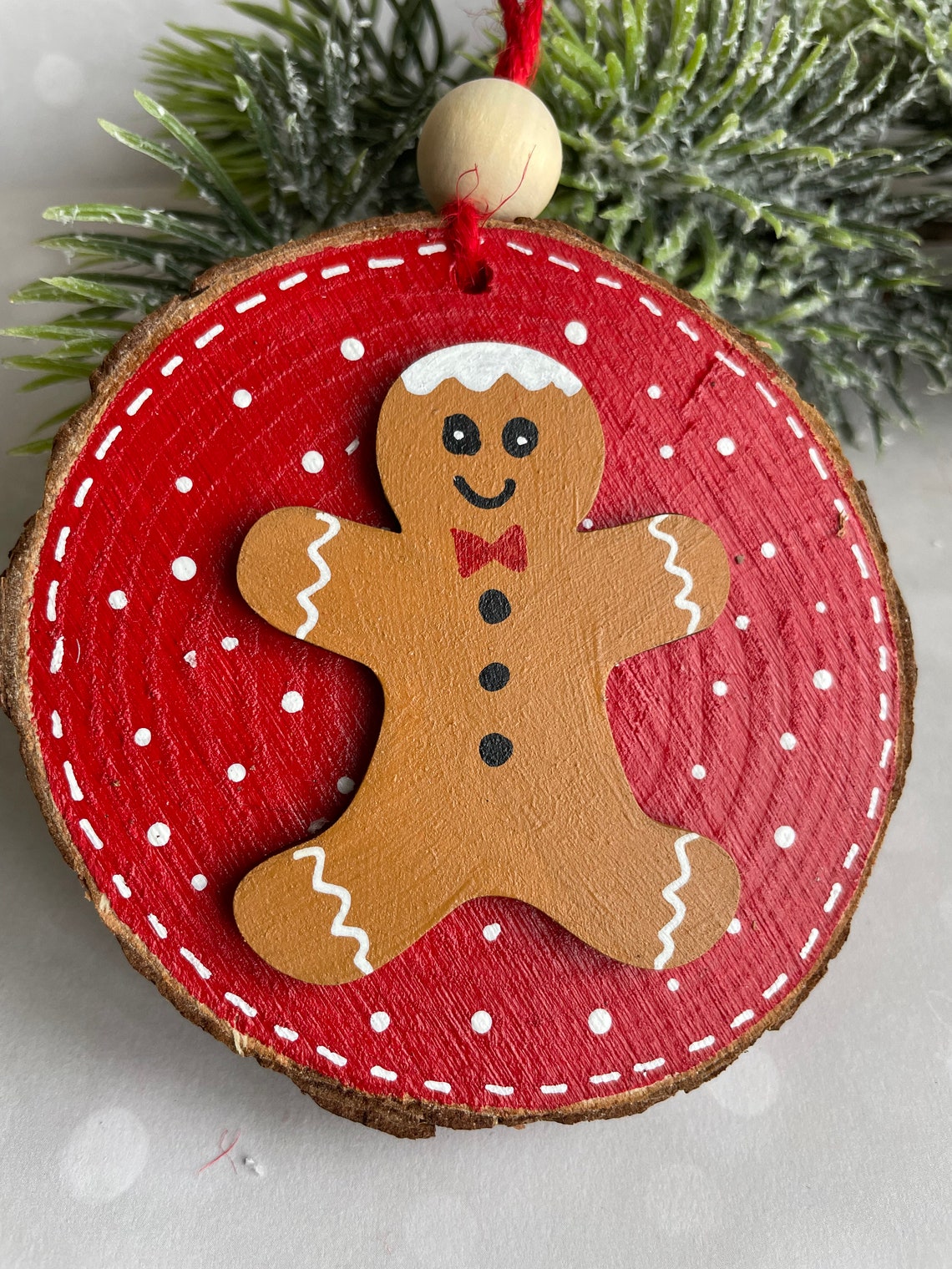 Gingerbread Tree Decor, Wood Slice, Log Slice, Gingerbread Tiered Tray ...