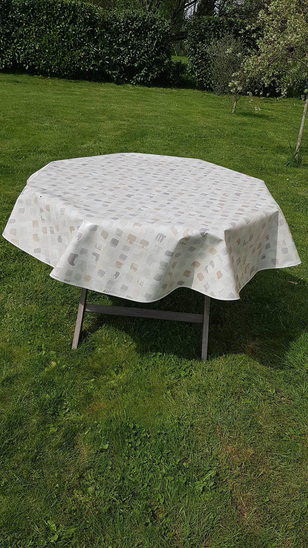 Round Oilcloth 155cm Wide Beige. - Etsy